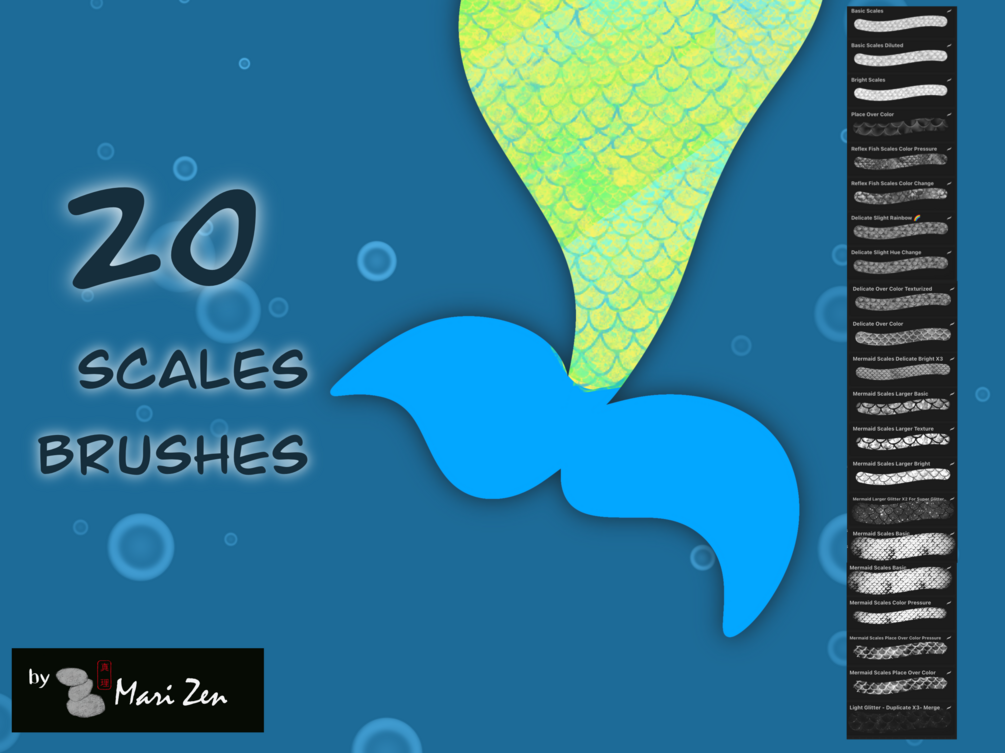 Fish and Mermaid Scales Brushes - 20