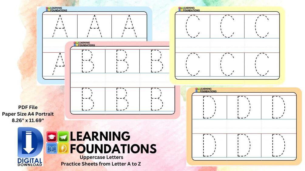 UppperCase Letters. Digital Download. Writing Sheets for Practice