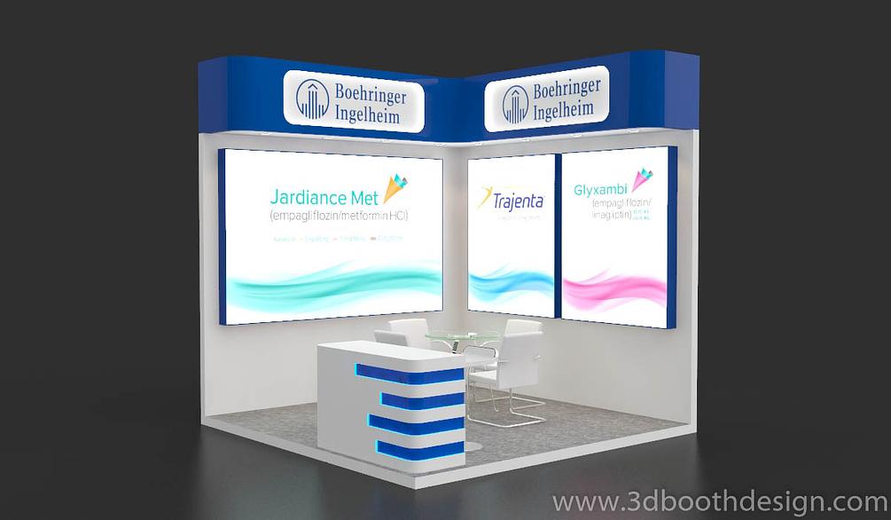 3x3 meter two side open exhibition stall design