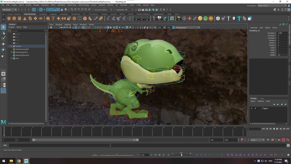 Dinosaur Cute Maya Rig