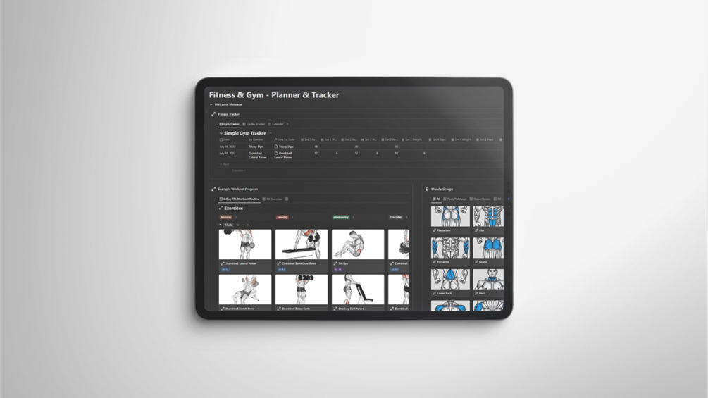 Fitness Gym Tracker Notion Template Limitless OS 
