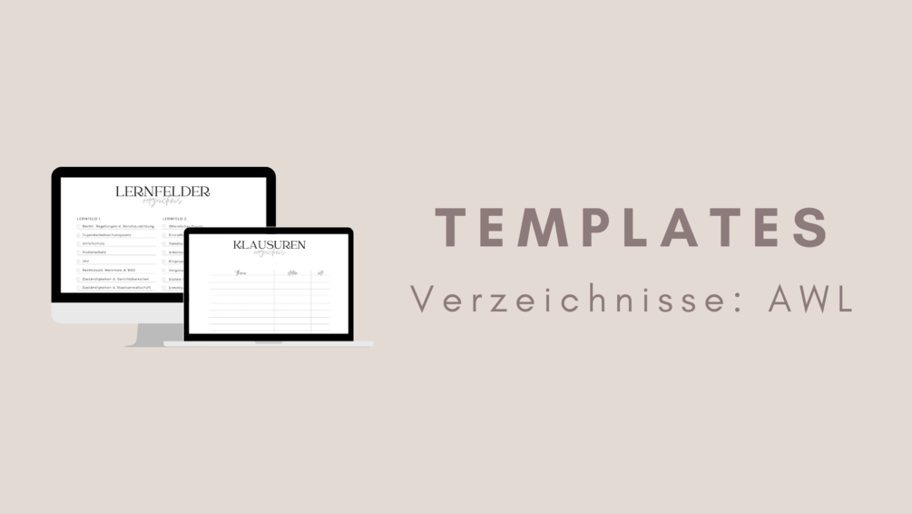 AWL-Verzeichnisse: Lernfelder-, Klausuren- & Aufgabenübersicht