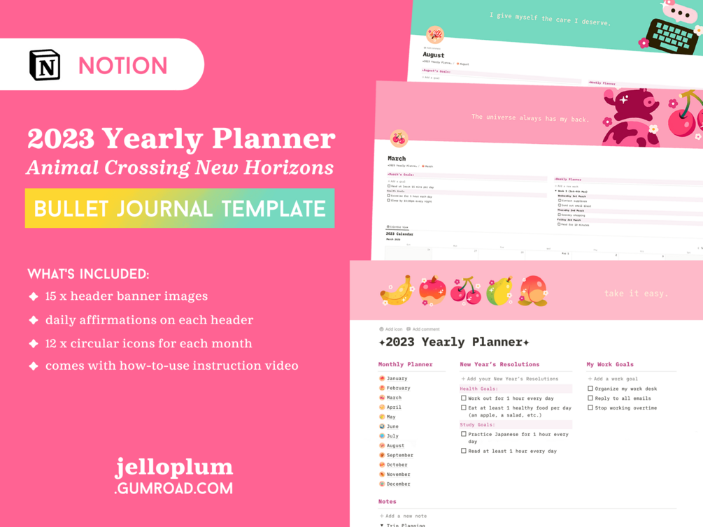 ACNH 2023 Yearly Planner Notion Template