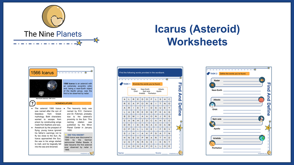 Icarus (Asteroids) Worksheets for Kids