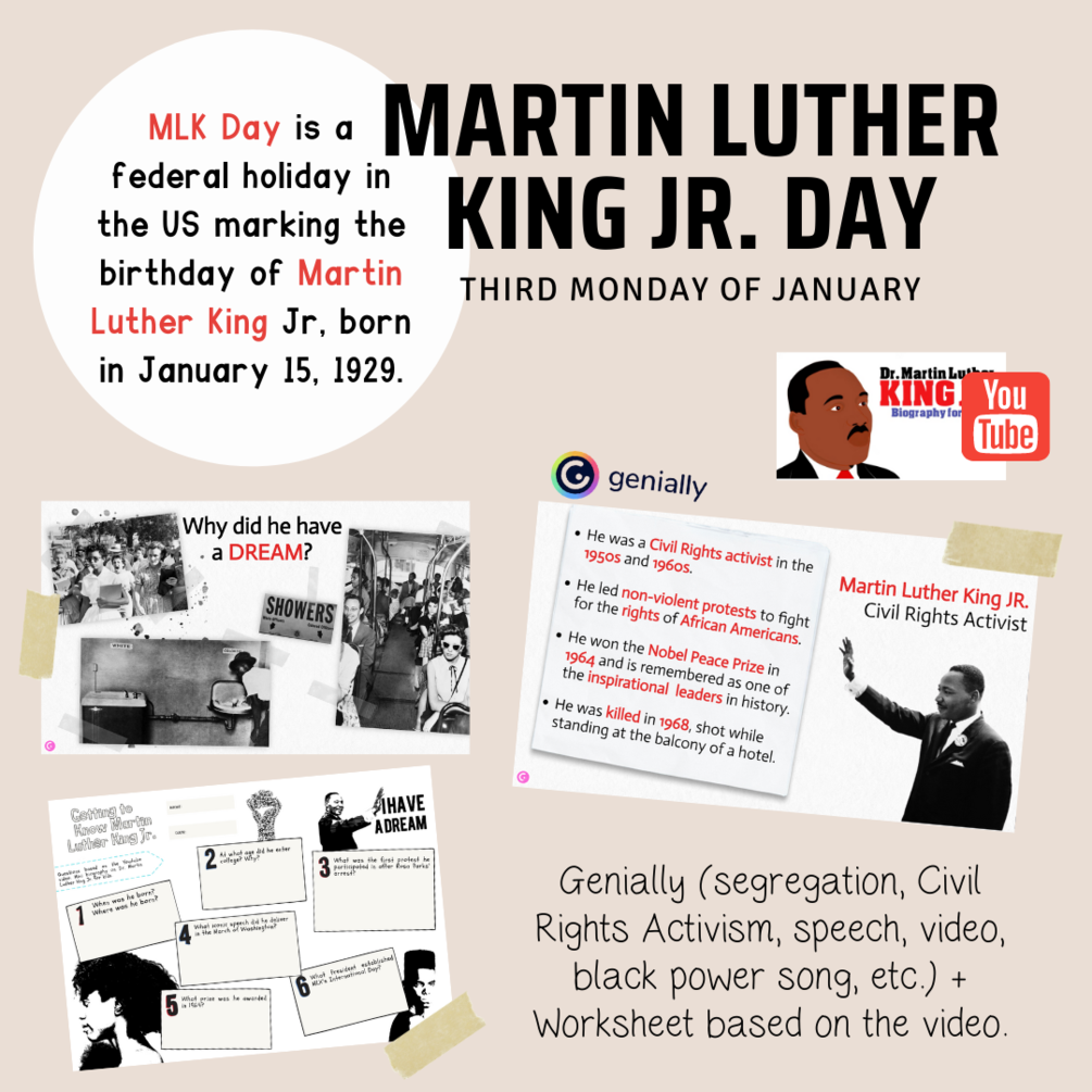 MLK Day. Genially + Worksheet