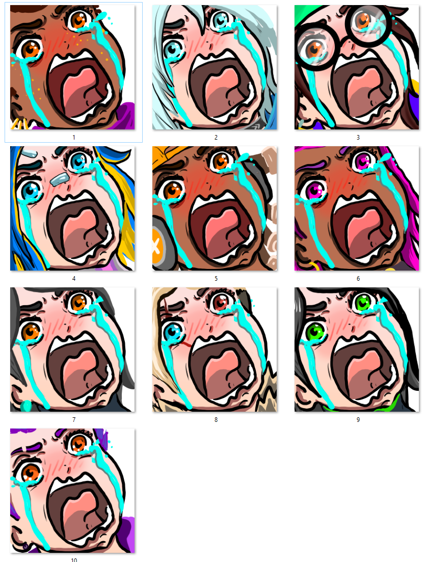 Valorant CRY Twitch emotes - 10 characters