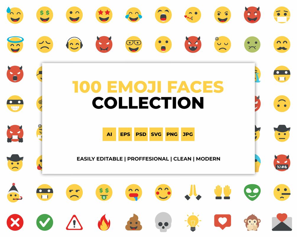 100 Emoticon svg, png, ai, eps, psd