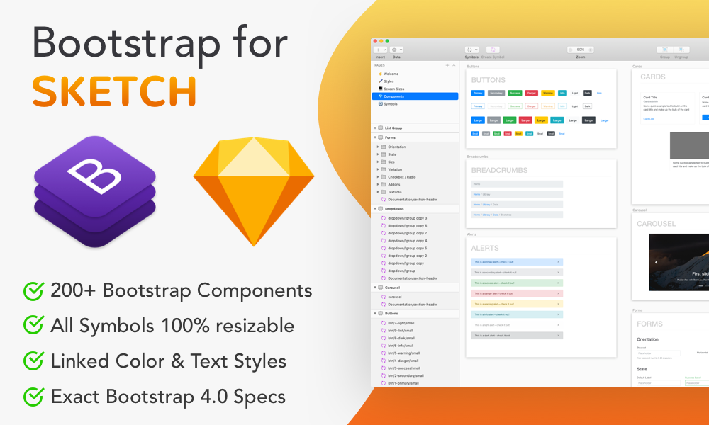 Bootstrap for Sketch | Bootsketch UI Kit