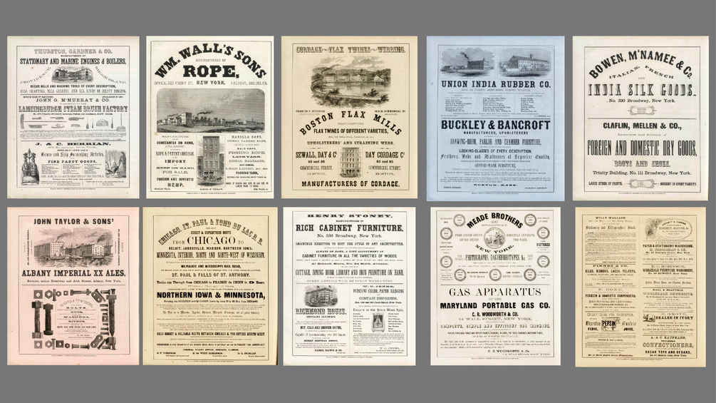 FREE 1850s Advertising Ephemera, 24 high-resolution images