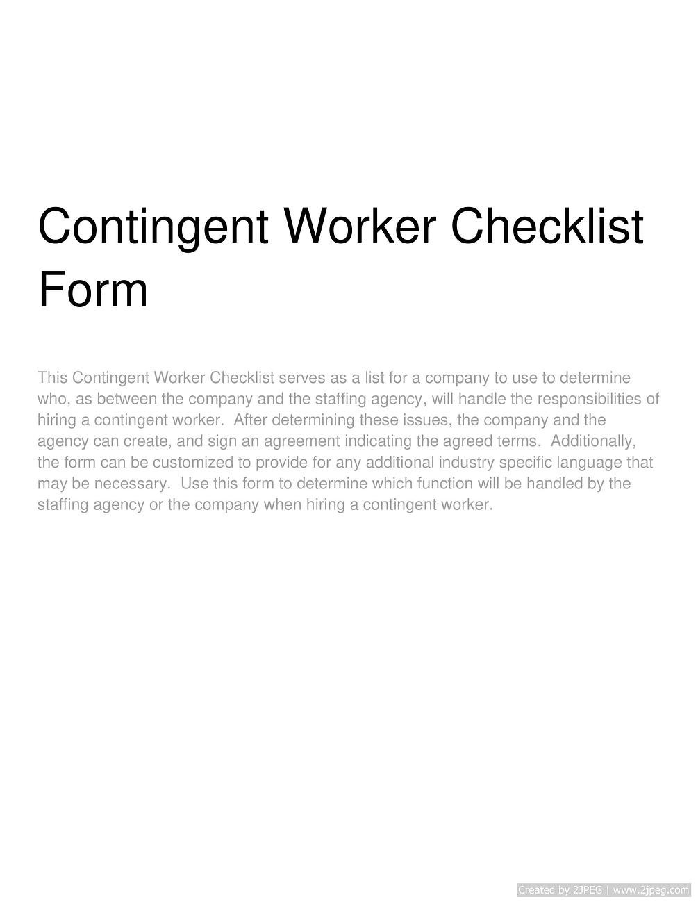 Contingent Worker Checklist Form