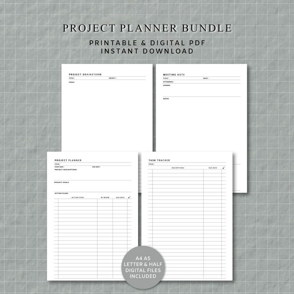 Printable & Digital Project Planner | Project Management PDF A4 A5 ...