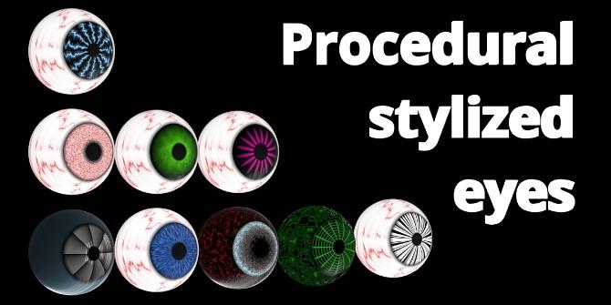 Procedural stylized eyes materials pack for Blender 3D