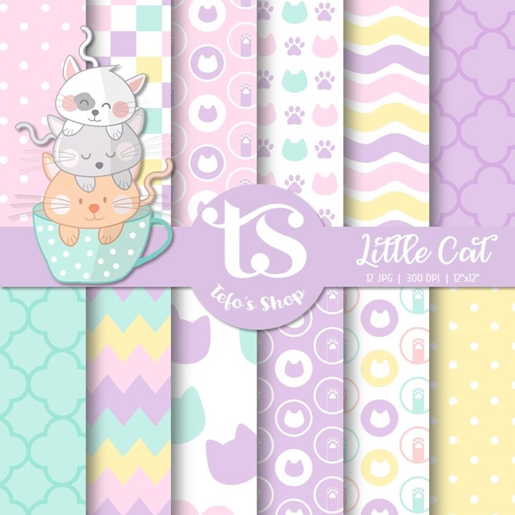 LITTLE CAT | Papeles digitales | Paper pack