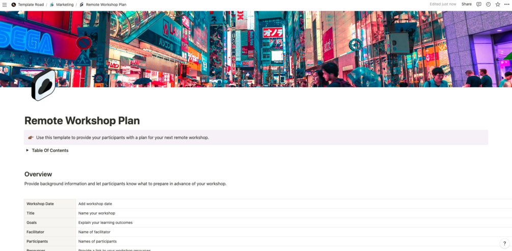 Notion Remote Workshop Plan Template