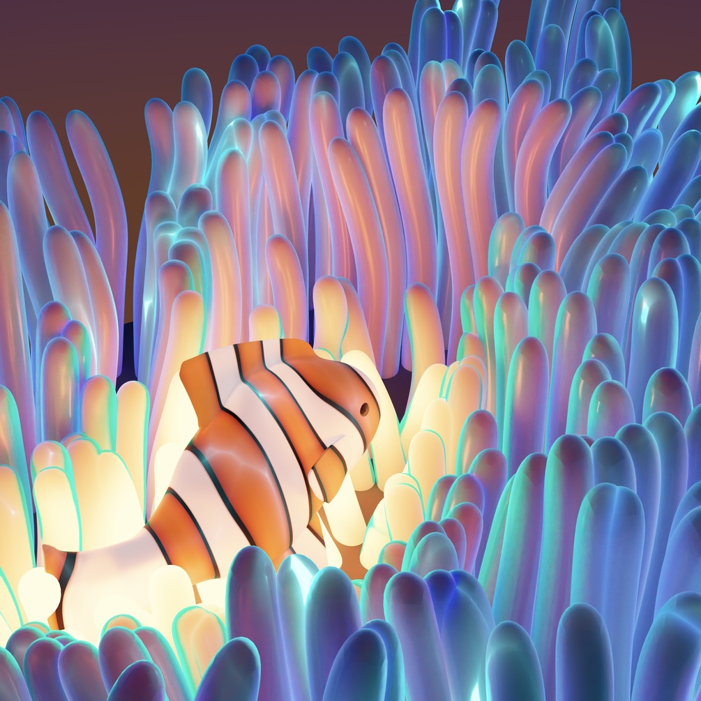 Blender_Geo：Clown Fish Interact with Coral