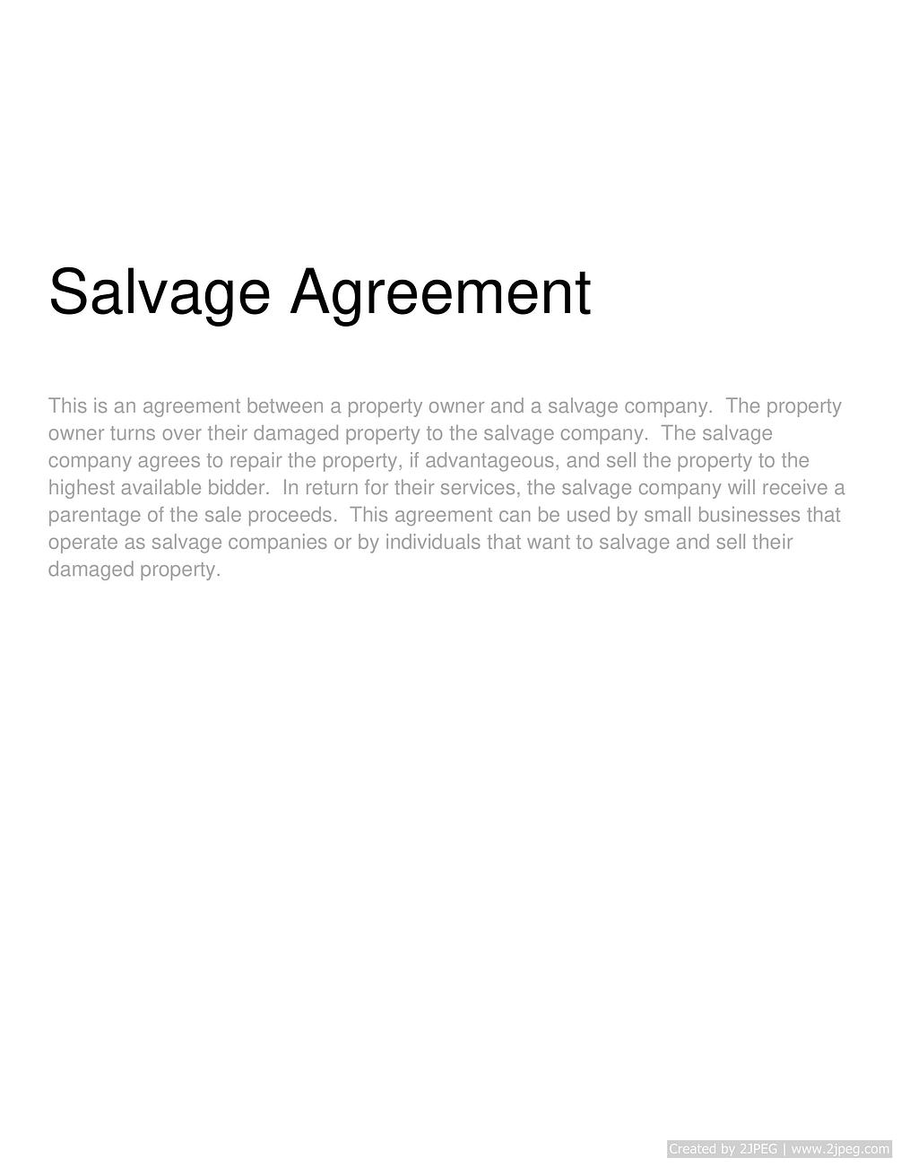 Salvage Agreement