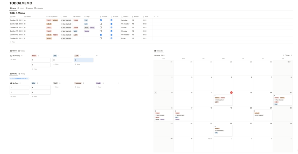 TODO&MEMO DB | Notion Template