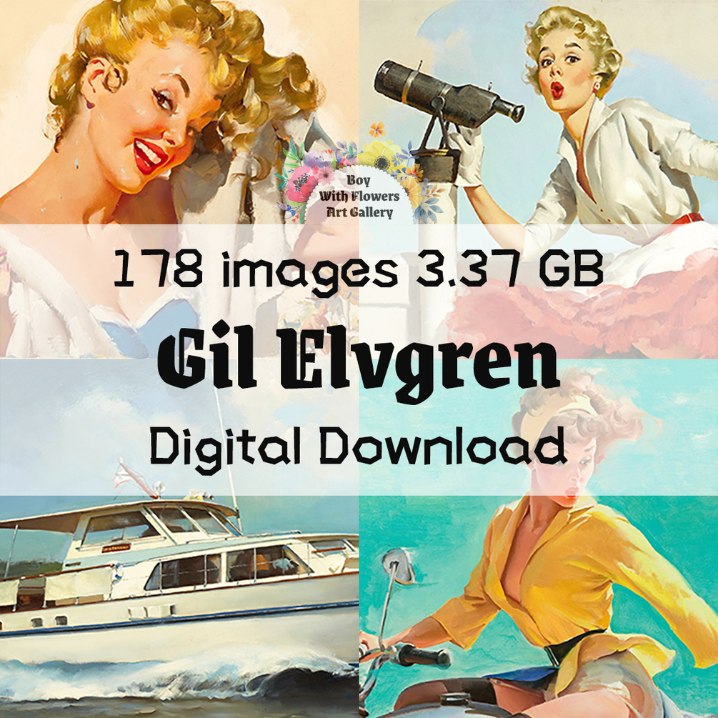 178 digital images of Gil Elvgren paintings, people landscape still ...
