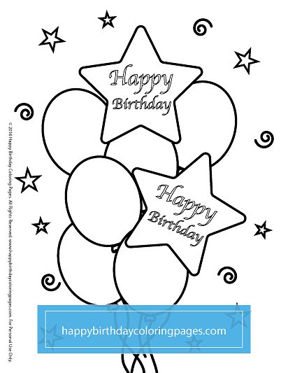 Happy Birthday Balloons Coloring Page #022