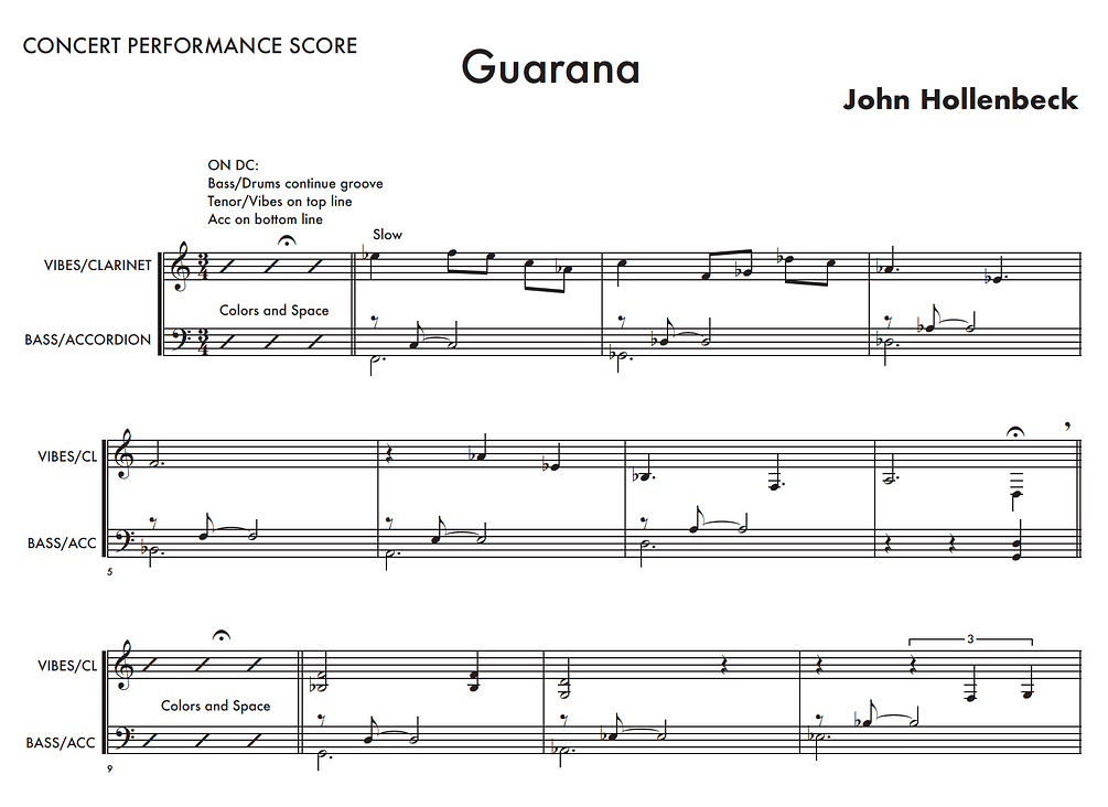Guarana | 3-page Concert Performance Score | 8:12