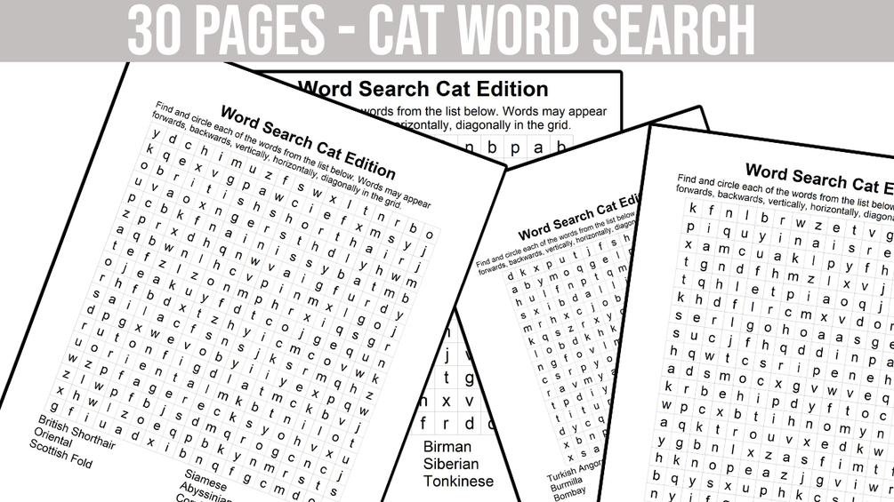 KDP Interior - 30 Cat Word Search Puzzles - Activity Book