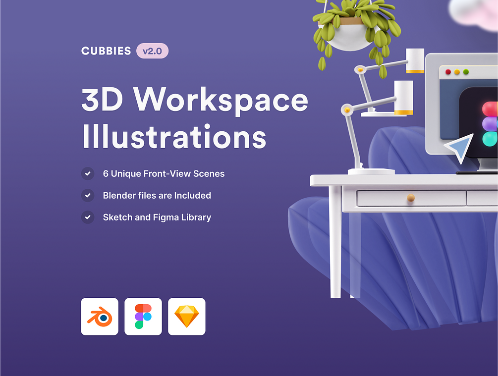 Cubbies v2.0: 3D Workspace Illustrations