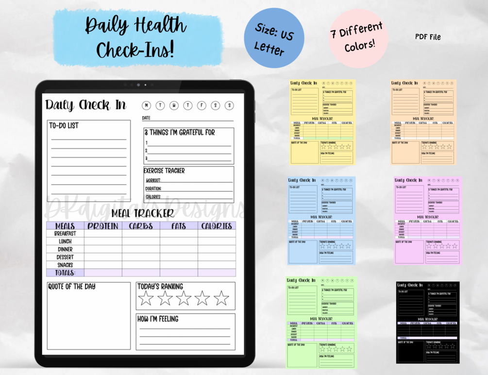 Daily Health Check-Ins! | 7 Different colors, including a dark mode!