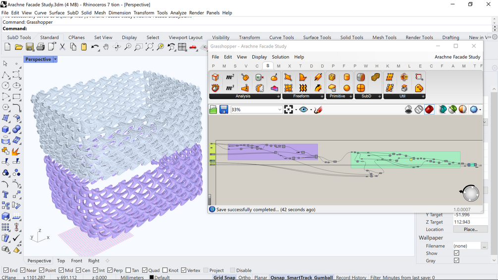 (Grasshopper script & Rhino3D) ARACHNE: 3D PRINTED FACADE