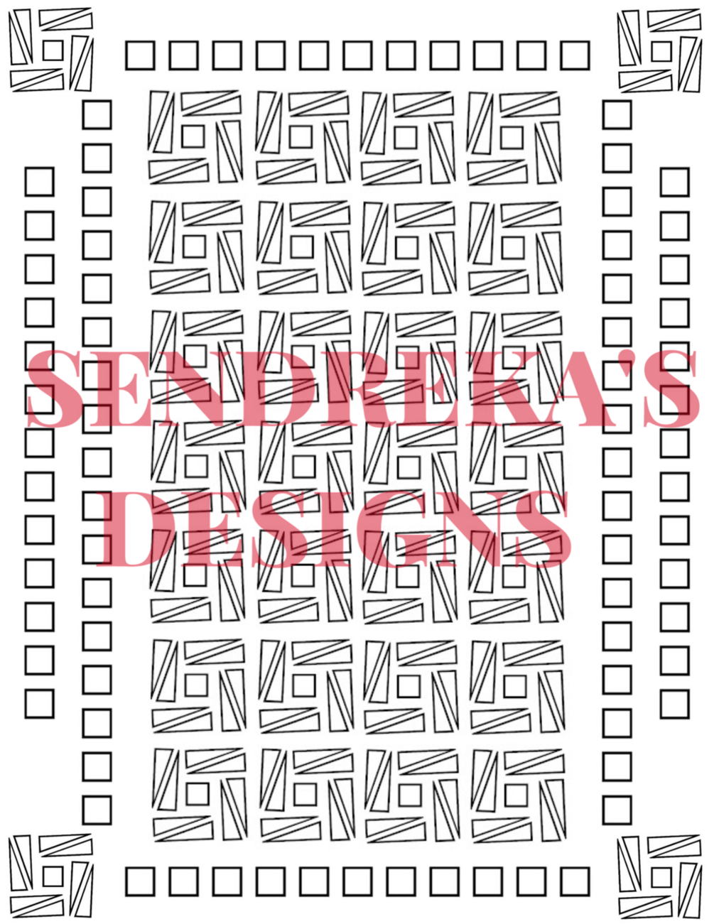 PDF Adult Coloring Page of Triangles and Squares