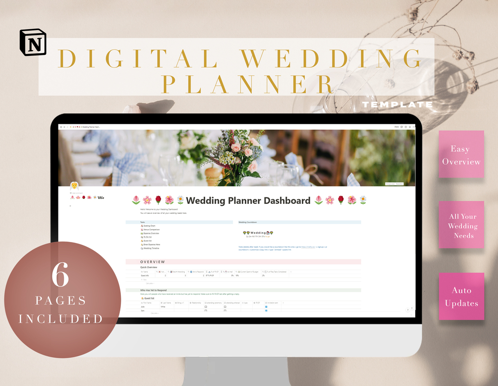 Notion Wedding Planner Template