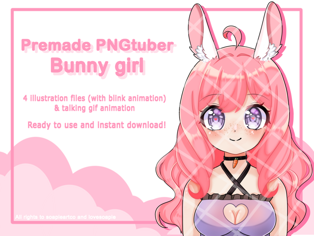 Premade PNGtuber Bunny girl with talking animation - Ready To Use ...