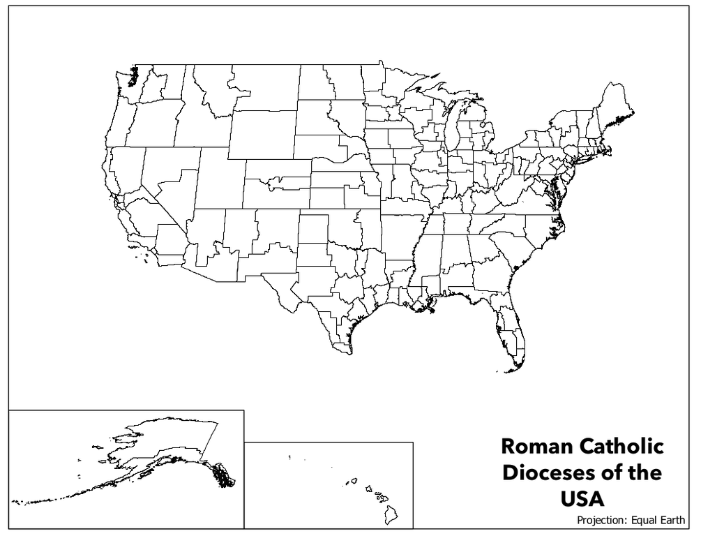 USA Catholic Dioceses Blank Map PDF (Worksheet)