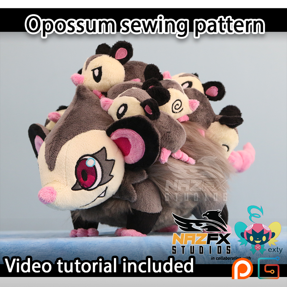 Opossum plush - sewing pattern and tutorial