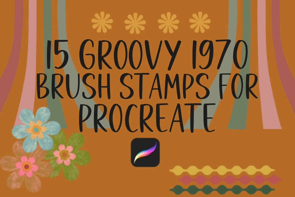 15 Groovy 1970 stamps for Procreate