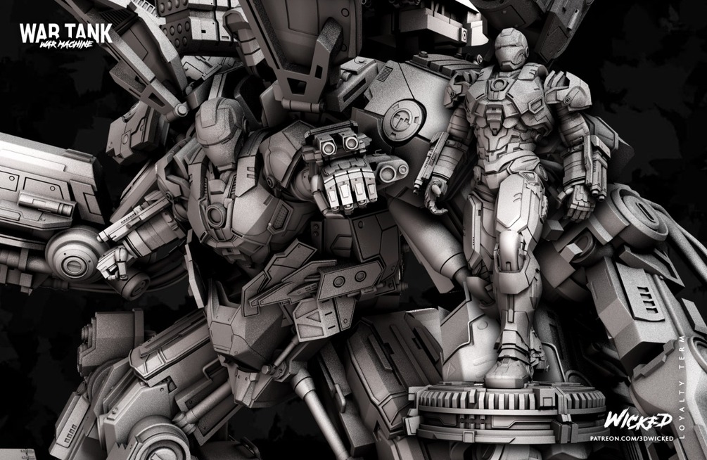 Wicked Marvel War Machine Sculpture: Tested and ready for 3d printing