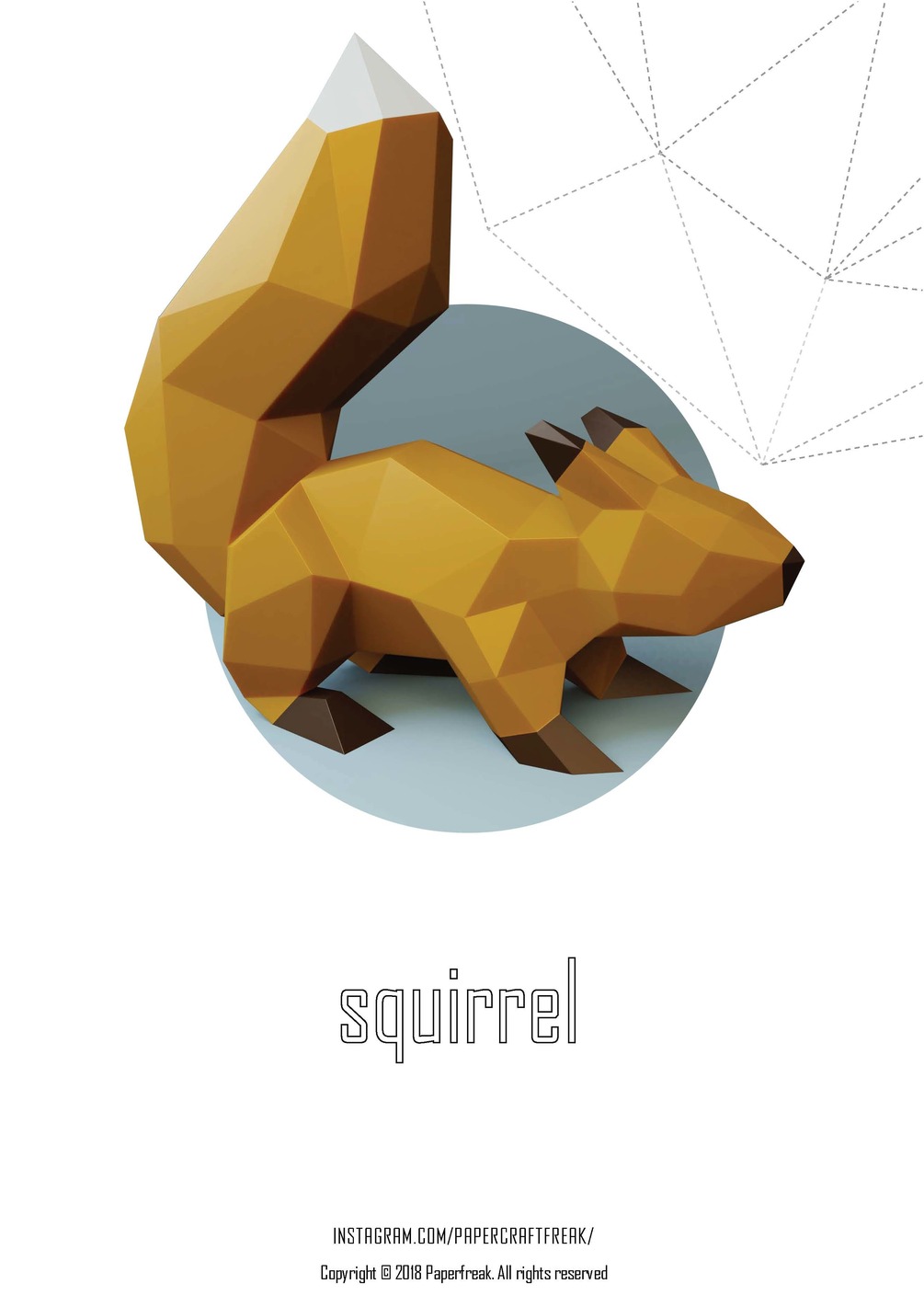 Papercraft 3D squirrel type 1 template handmade wood animals