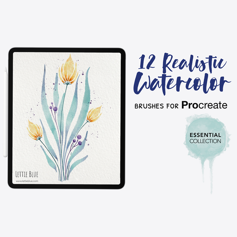 12 Realistic Watercolor Brushes for Procreate