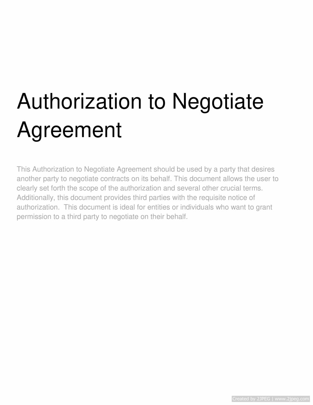 Authorization to Negotiate Agreement