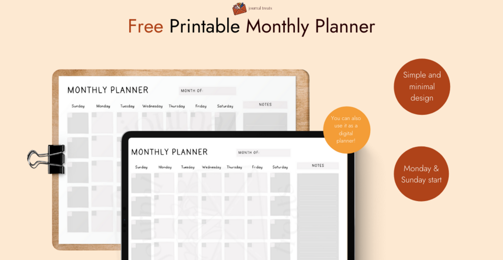 FREE Printable Monthly Planner