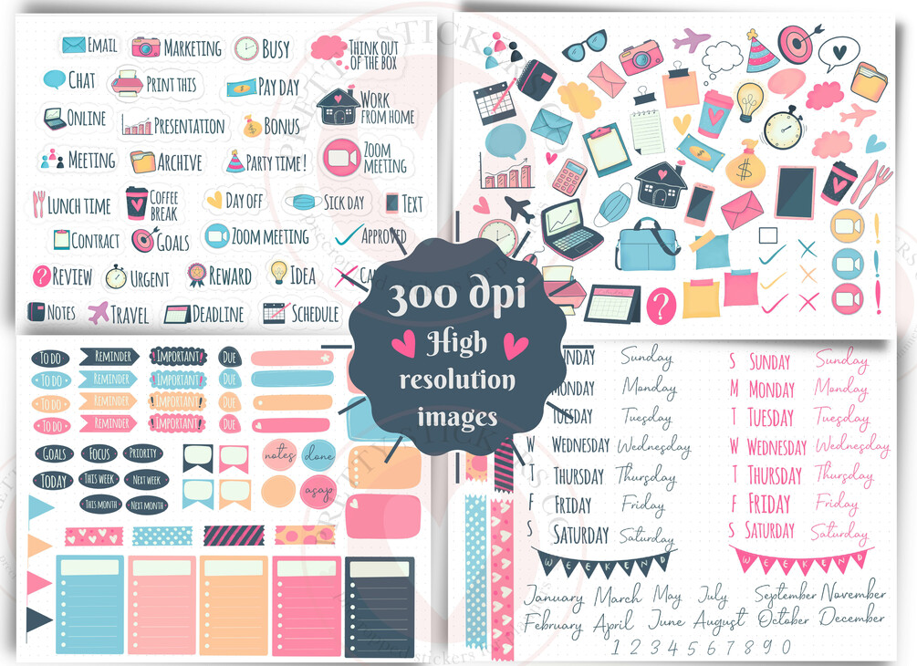 WORK/ OFFICE Digital Stickers for GoodNotes Planner, GoodNotes Stickers ...