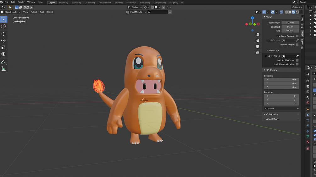 Fall Guys Charmander Model Blender
