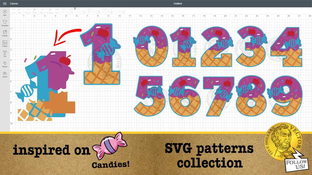 Candies Animated Numbers SVG patterns Collection