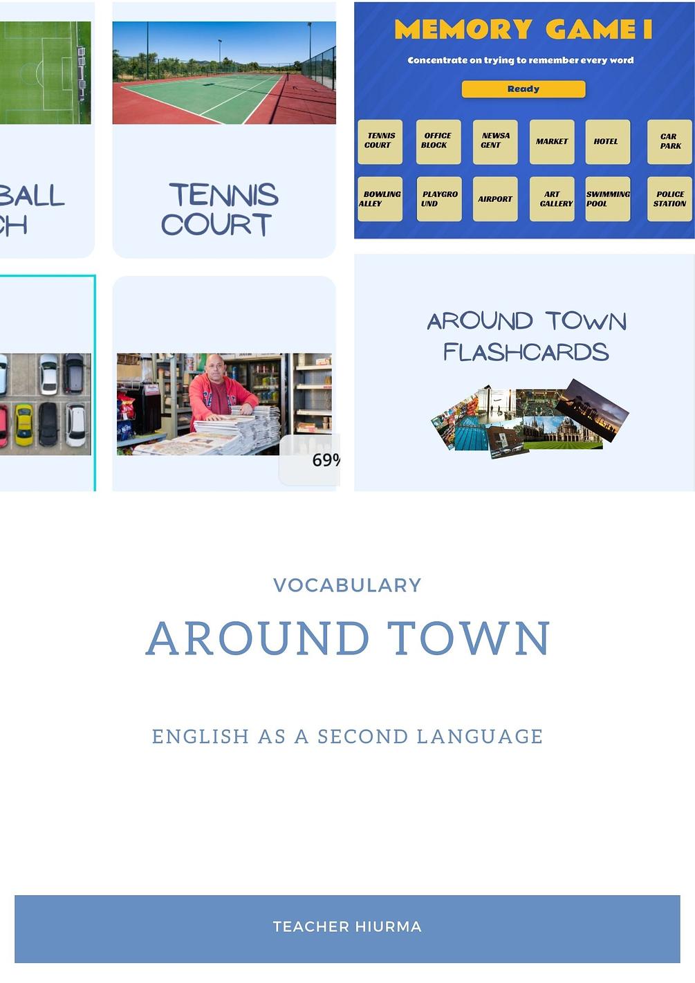 Around Town Vocabulary (Flashcards and Memory Game)