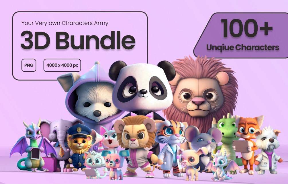 3D Cute animal bundle For social media Marketing | Transparent PNG ...