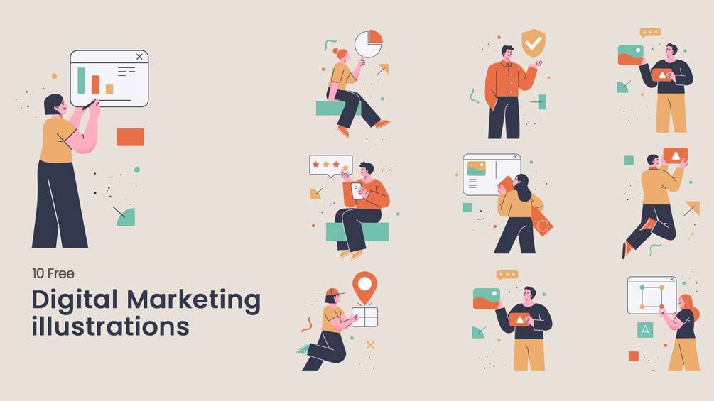 Free Illustration Set Of Digital Marketing