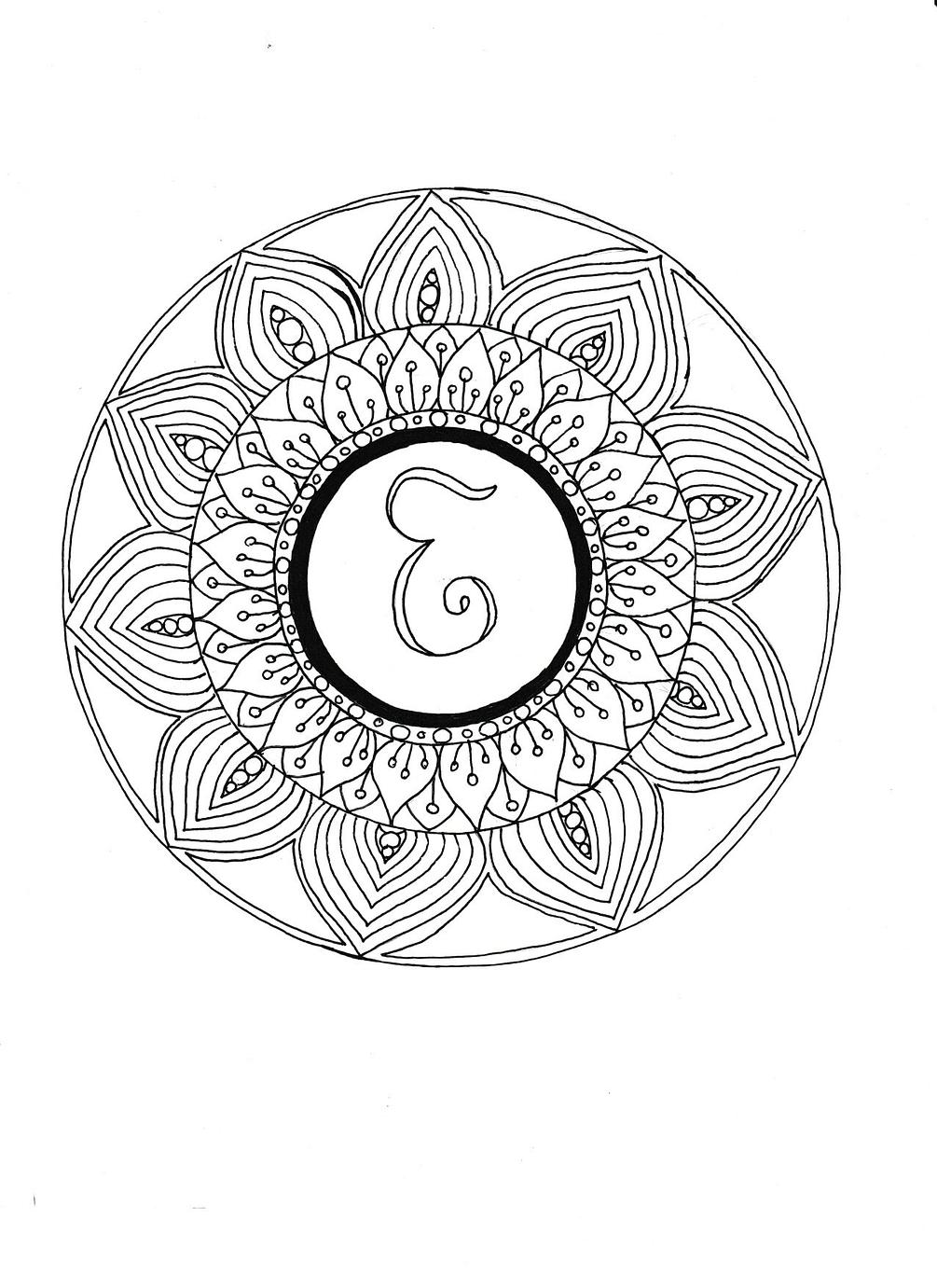 monogram mandala with the letter E