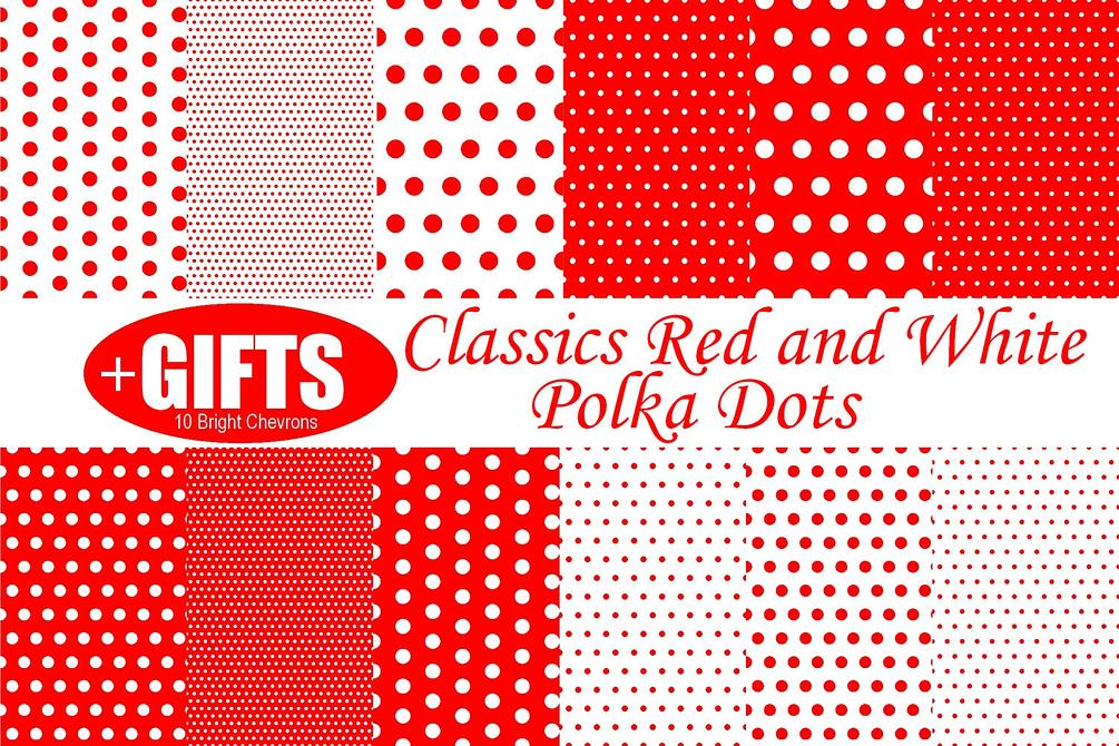 Classic Red and White Polka Dot digital paper print DIY scrapbook red ...