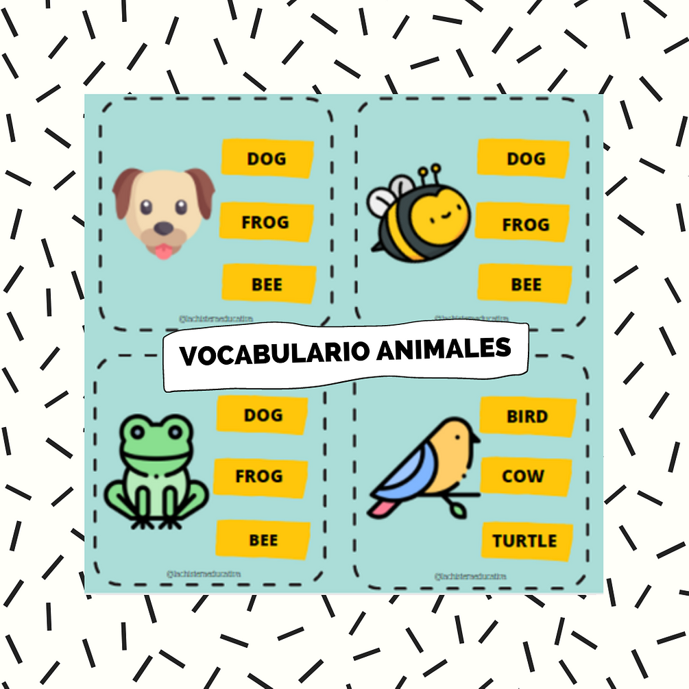 Tarjetas de vocabulario (animales en inglés)