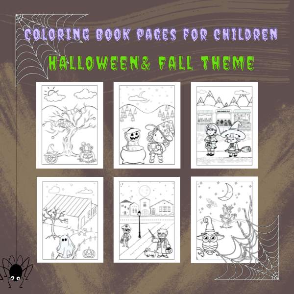 Halloween & fall themed coloring pages for children