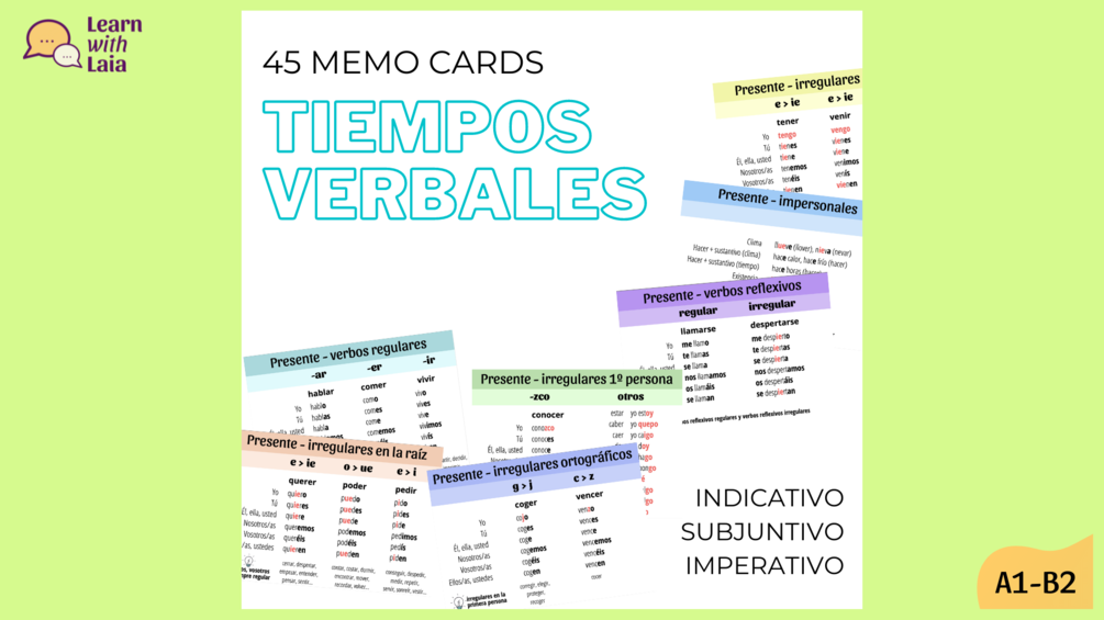 [Memo cards] Todos los tiempos verbales